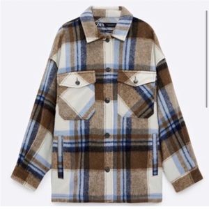Zara | Tops | Zara Oversized Shacket Brown Plaid | Poshmark